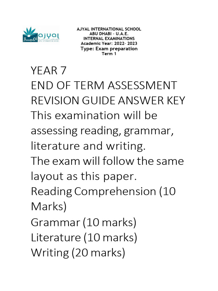 Year 7 Revision Guide Updated | PDF | Pronoun | Linguistics