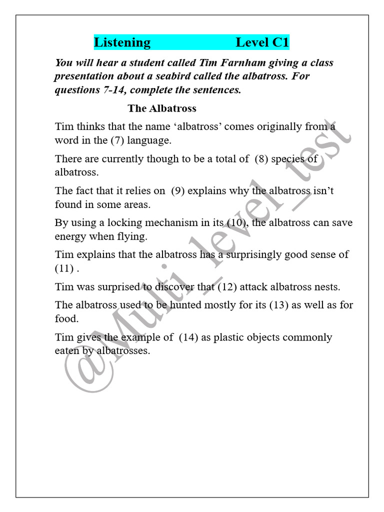 @multi - Level - Test Part 6 Test 9 | Download Free PDF | Ornithology ...