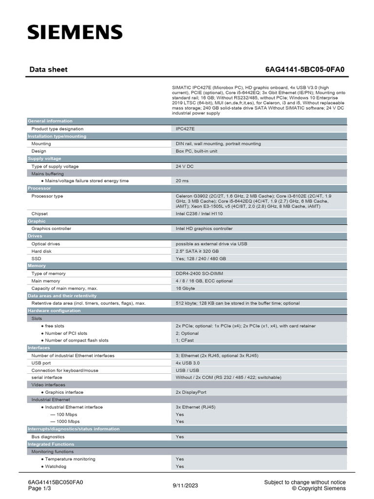 6AG41415BC050FA0 Datasheet en | PDF | Electromagnetic Interference ...