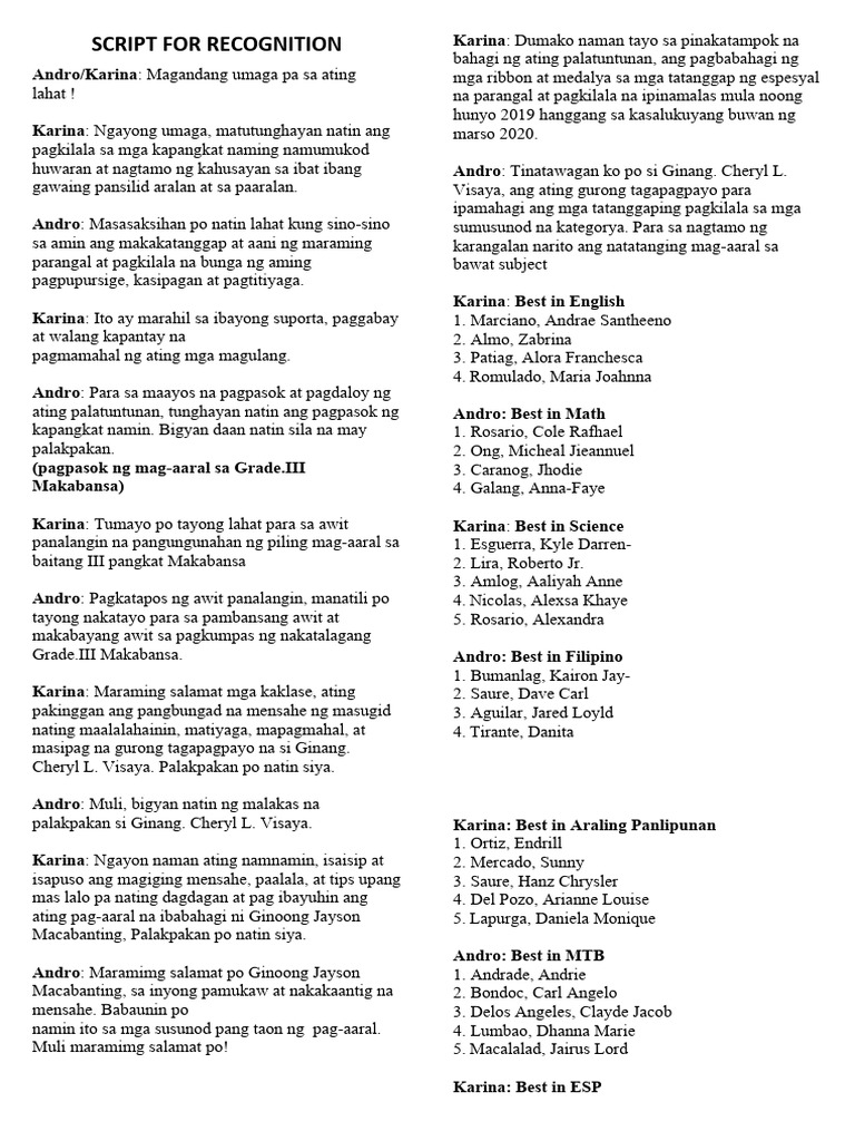 Script in Recognition - 2020 | PDF