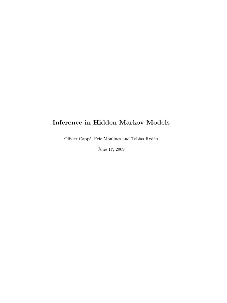 Inference in Hidden Markov Models | PDF | Analysis | Statistics Inference in Hidden Markov Models | PDF | Analysis | Statistics