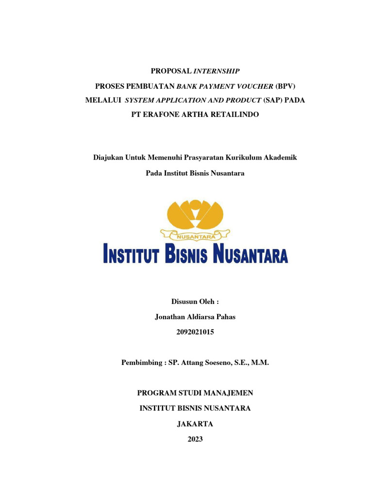Proposal Internship - Jonathan Aldiarsa Pahas Perpus | PDF
