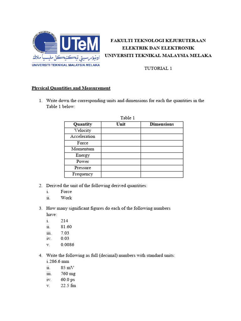 Tutorial 1 New Pdf Acceleration Velocity