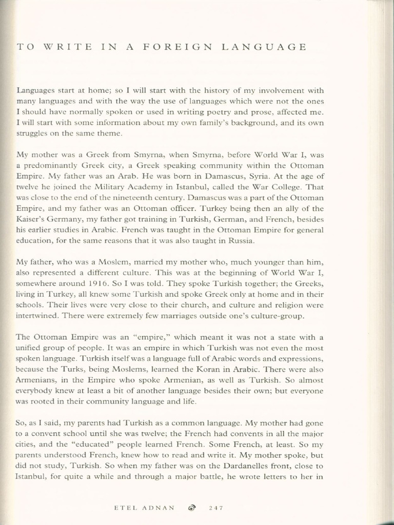 To Write in A Foreign Language | PDF