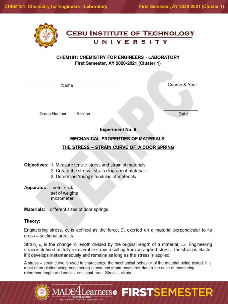 Engineering Stress-Strain Lab | PDF | Deformation (Engineering) | Young ...