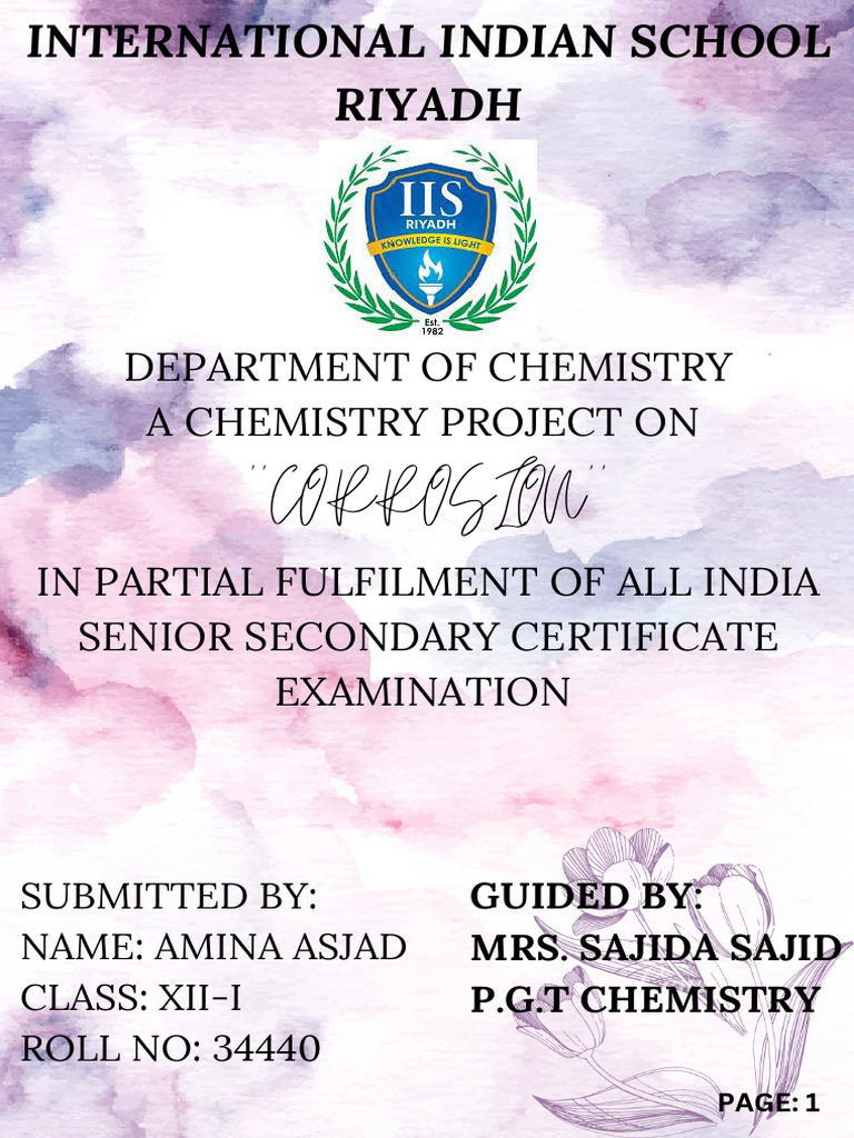 Corrosion Project for Class 12 Chemistry | PDF | Corrosion | Rust