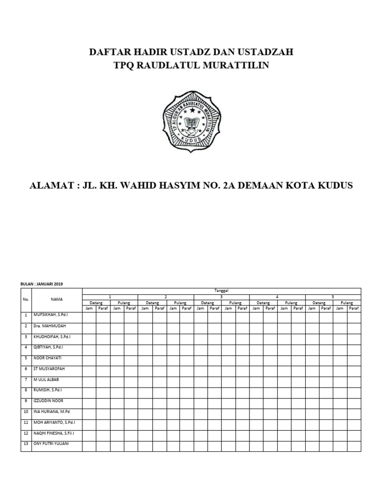 Contoh Daftar Hadir | PDF