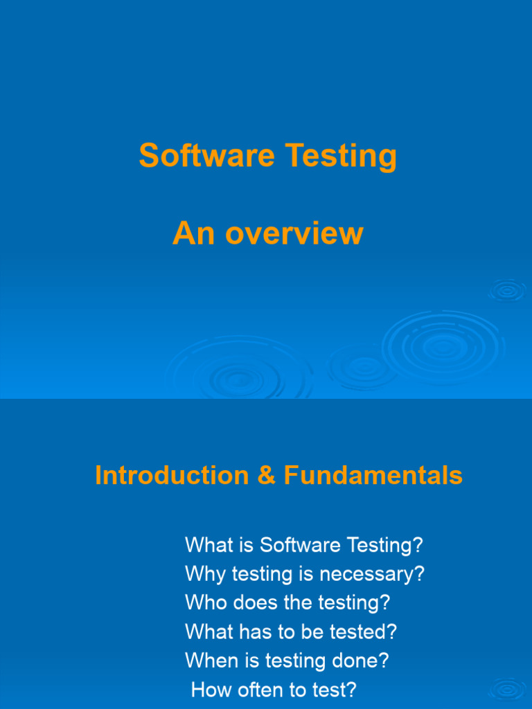 Software Testing An Overview | PDF | Software Bug | Software Testing