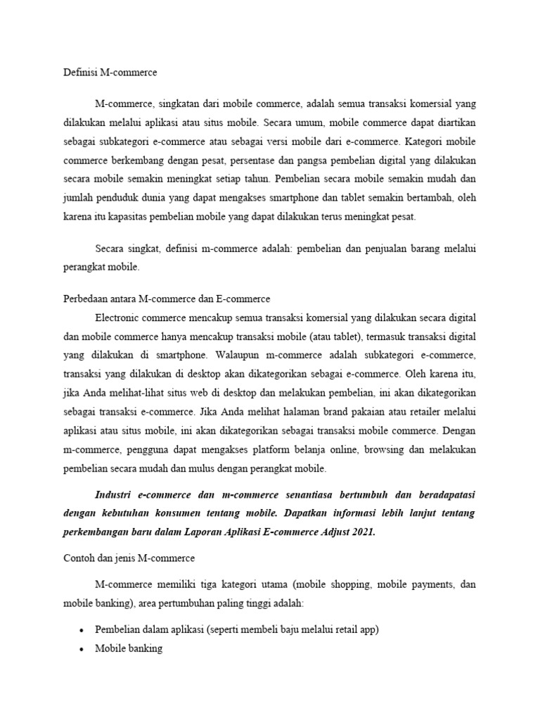 Definisi dan Pertumbuhan M-Commerce | PDF | Ilmu Sosial | Komputer