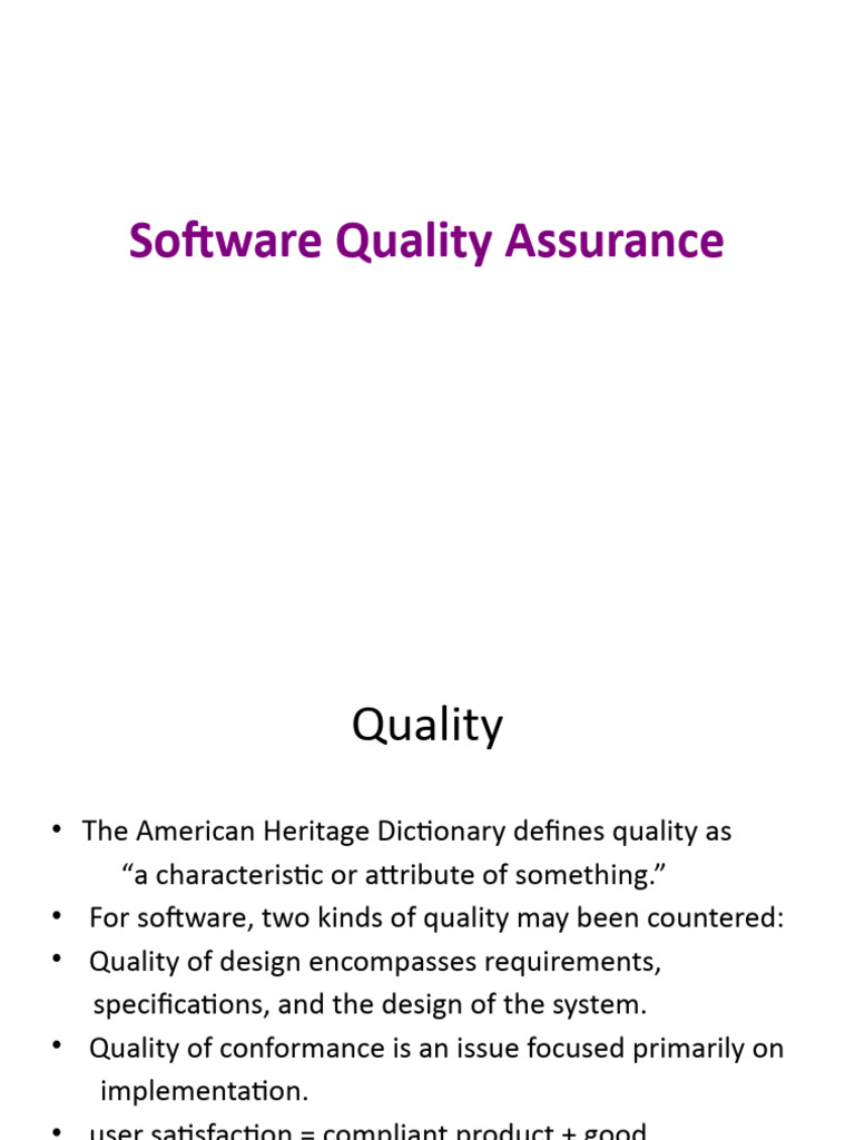 Software Quality Assurance | PDF | Software Quality | Reliability Engineering