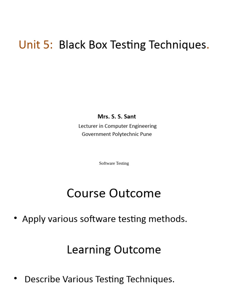 BB Testing Techniques | PDF | Software Testing | Software Engineering