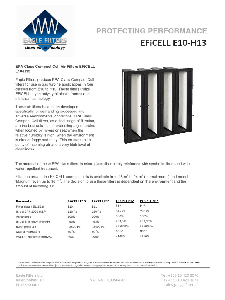Ef Eficell E10 H13 Pdf Filtration Chemistry
