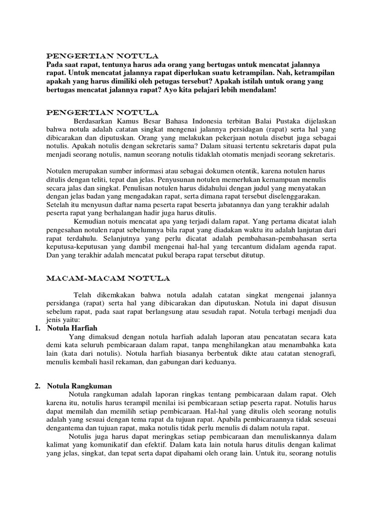 Panduan Notula Rapat | PDF | Karier & Perkembangan