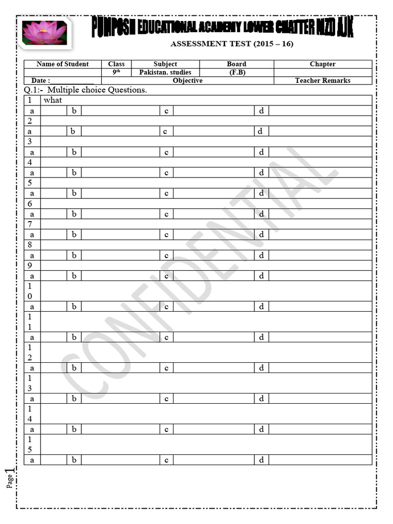 Paper Format For Examination | PDF