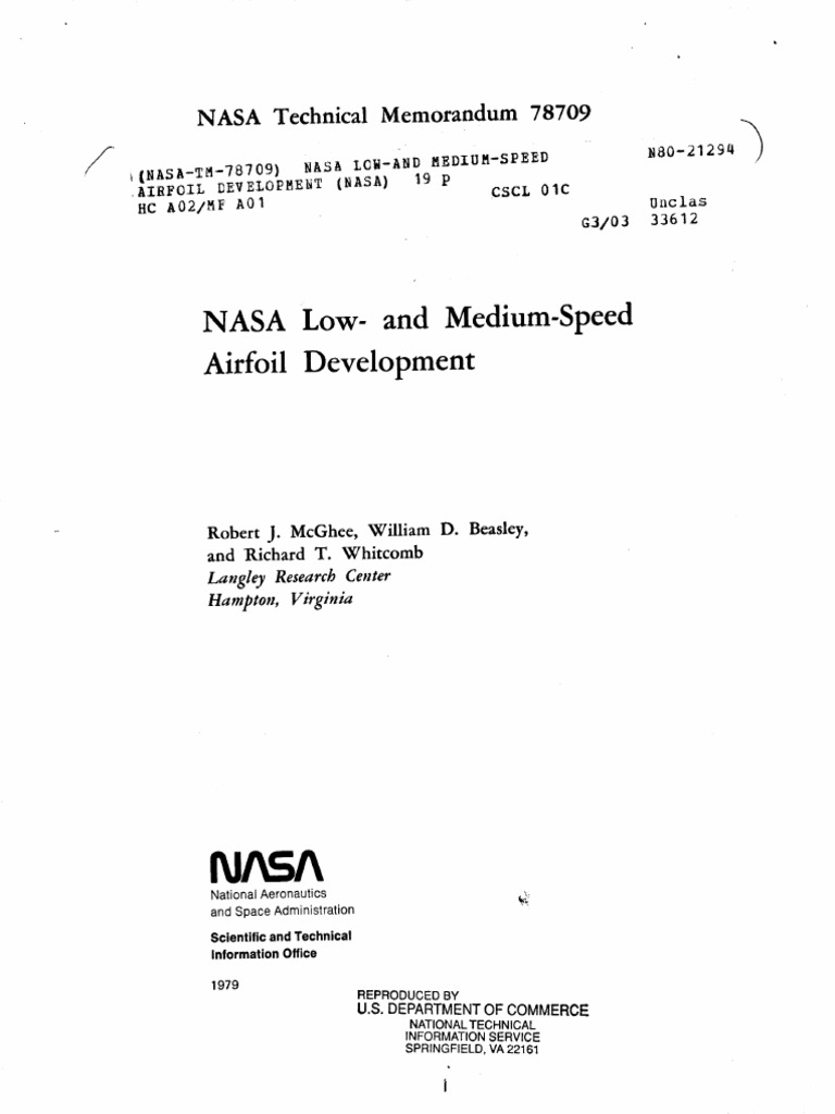 NASA Low and Medium Speed Airfoil Development | PDF | Lift (Force ...