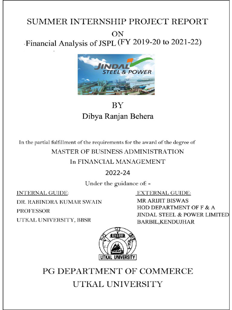 Financial Analysis of JSPL | PDF