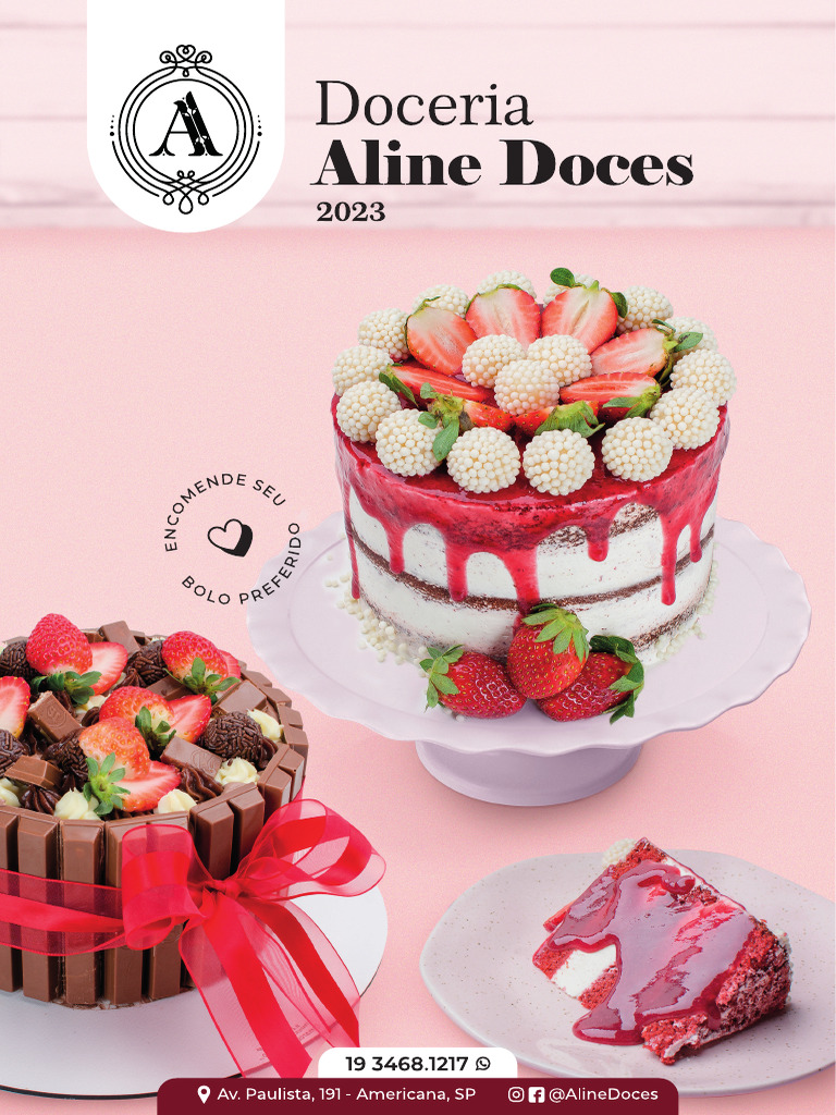 Aline - Doces - Cardápio de Bolos 2023 | PDF