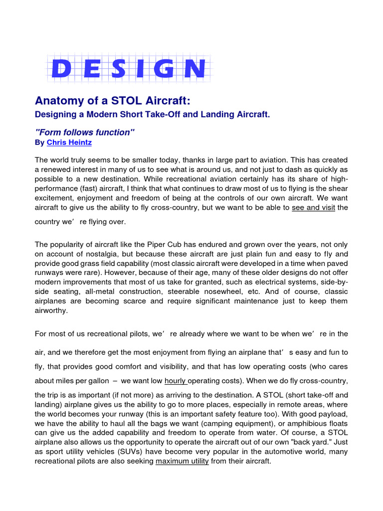 Anatomy of STOL-Chris Heintz | PDF | Lift (Force) | Flap (Aeronautics)