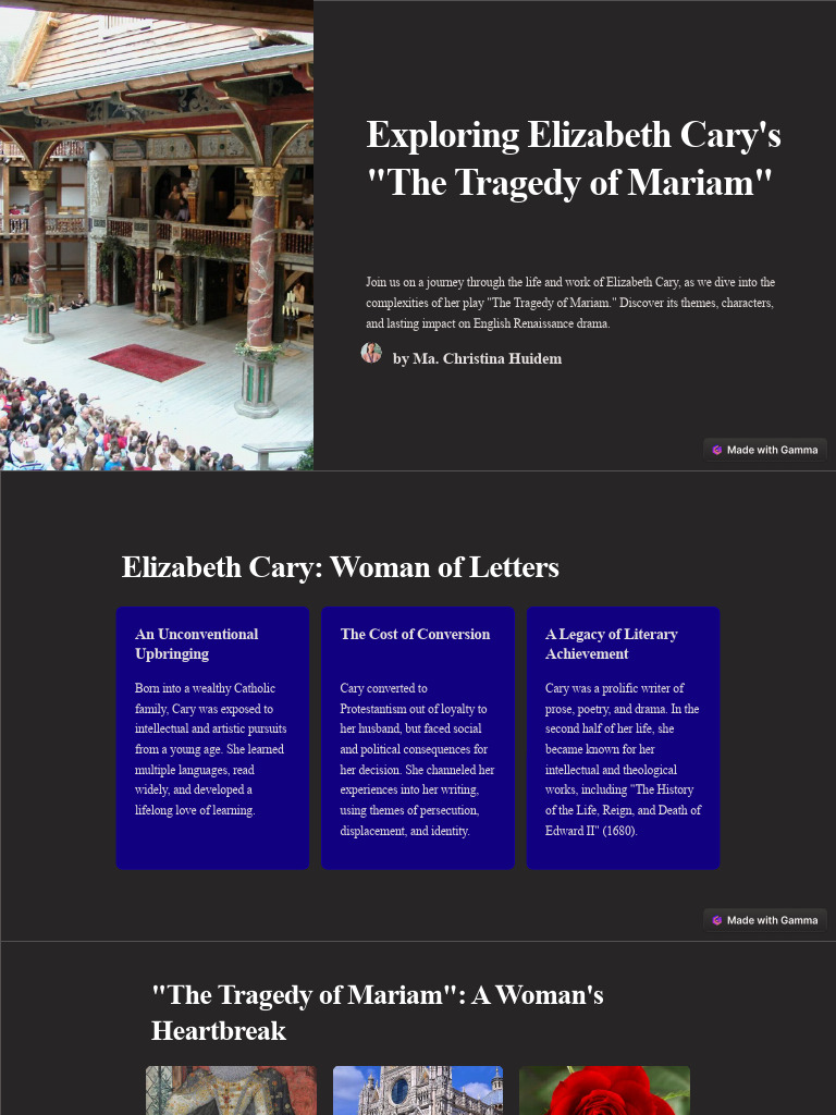Exploring Elizabeth Cary's Mariam | PDF | Tragedy