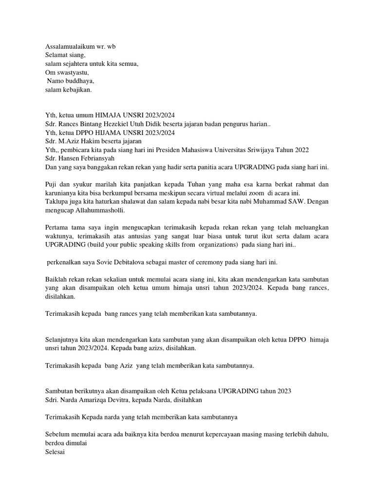 SCRIPT MC Salinan | PDF | Karier & Perkembangan | Ilmu Sosial