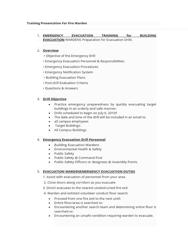 Fire Warden Training Guide | PDF | Emergency Evacuation | Emergency