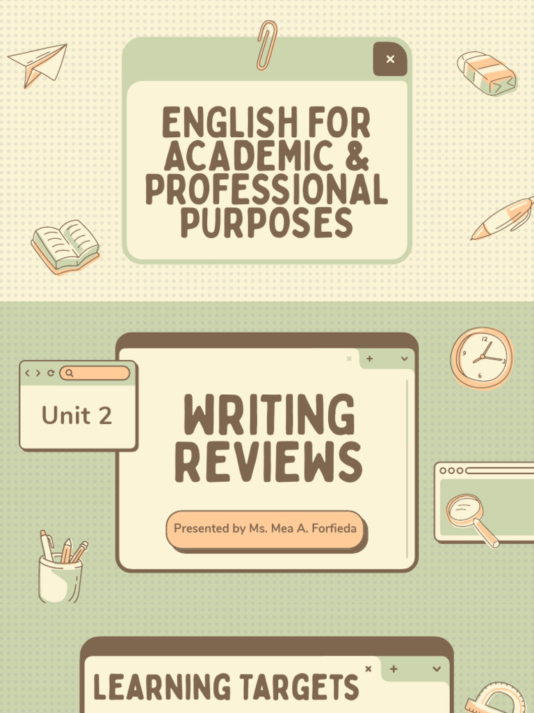 EAPP Unit 2 Lesson 5 6 WRITING REVIEWS | PDF | Restaurants | Proofreading