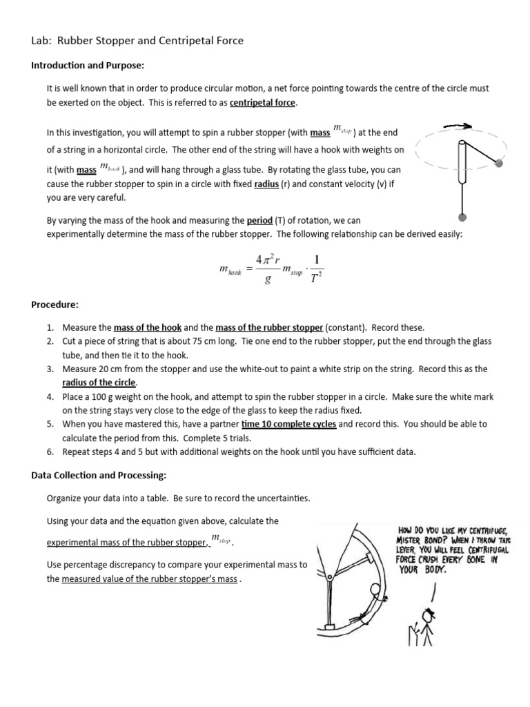 Rubber Stopper Mass Lab Experiment | PDF