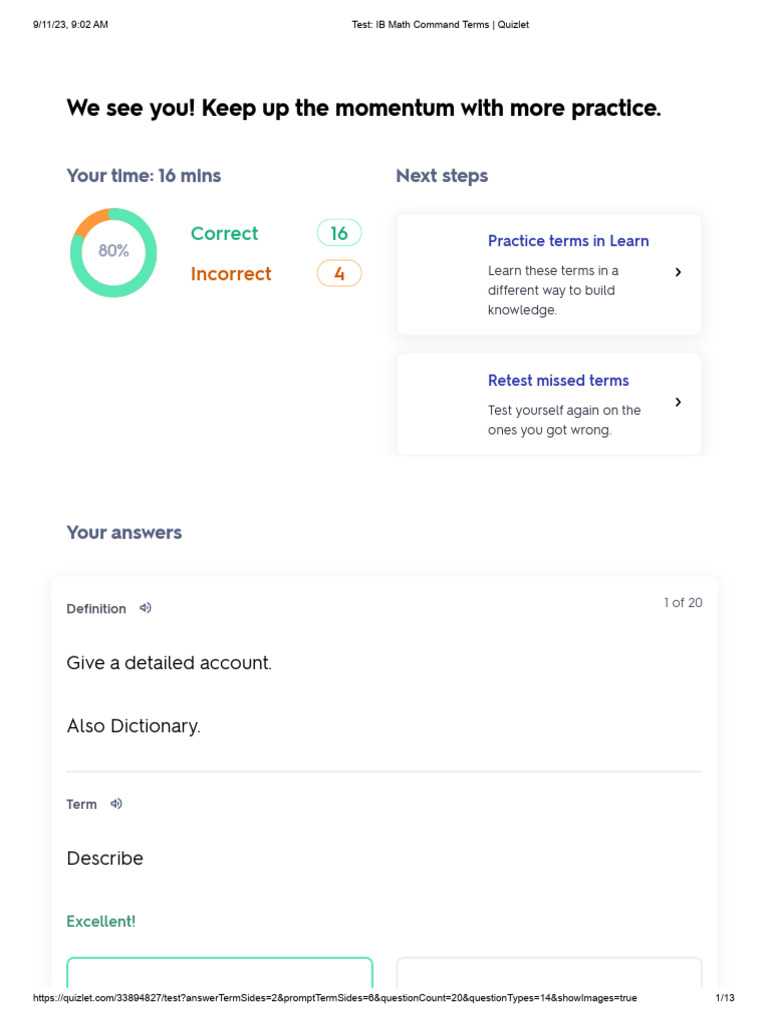 Test - IB Math Command Terms - Quizlet | PDF | Mathematics | Knowledge