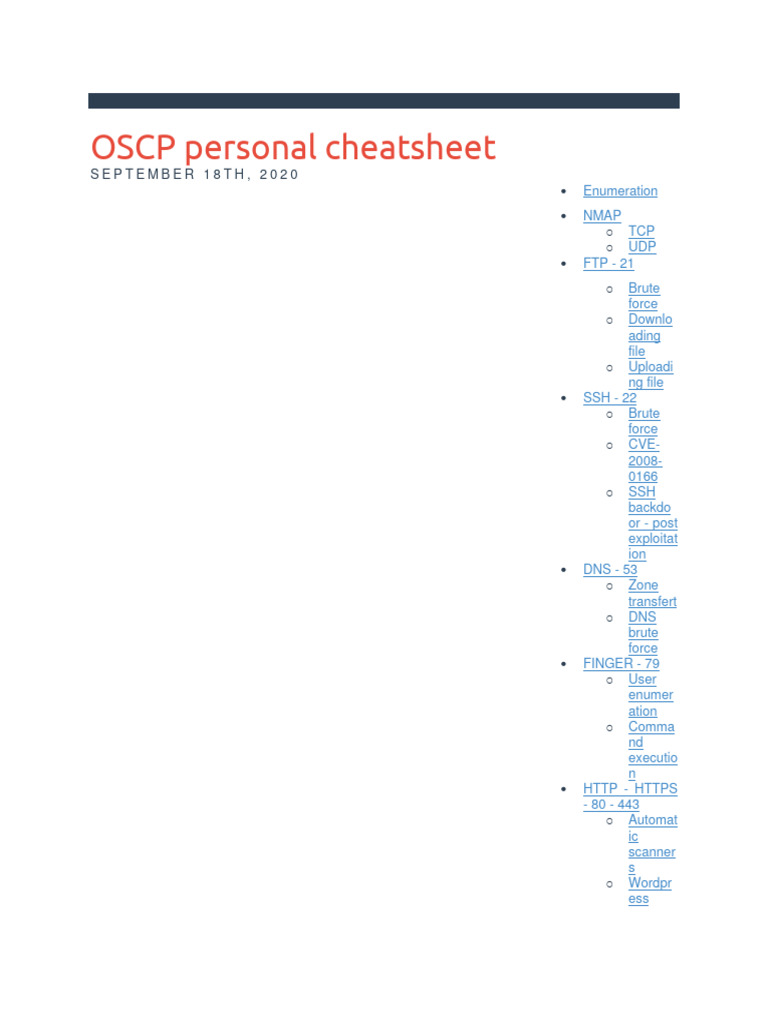 OSCP Personal Cheatsheet: September 18Th, 2020 | PDF | Word Press | Php