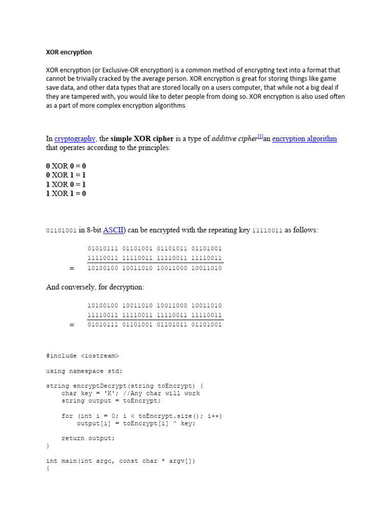 XOR Encryption Class Activity-1 | PDF XOR Encryption Class Activity-1 | PDF
