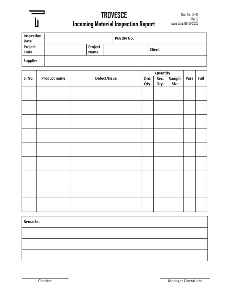 Incoming Material Inspection Report | PDF | Quality | Business Process