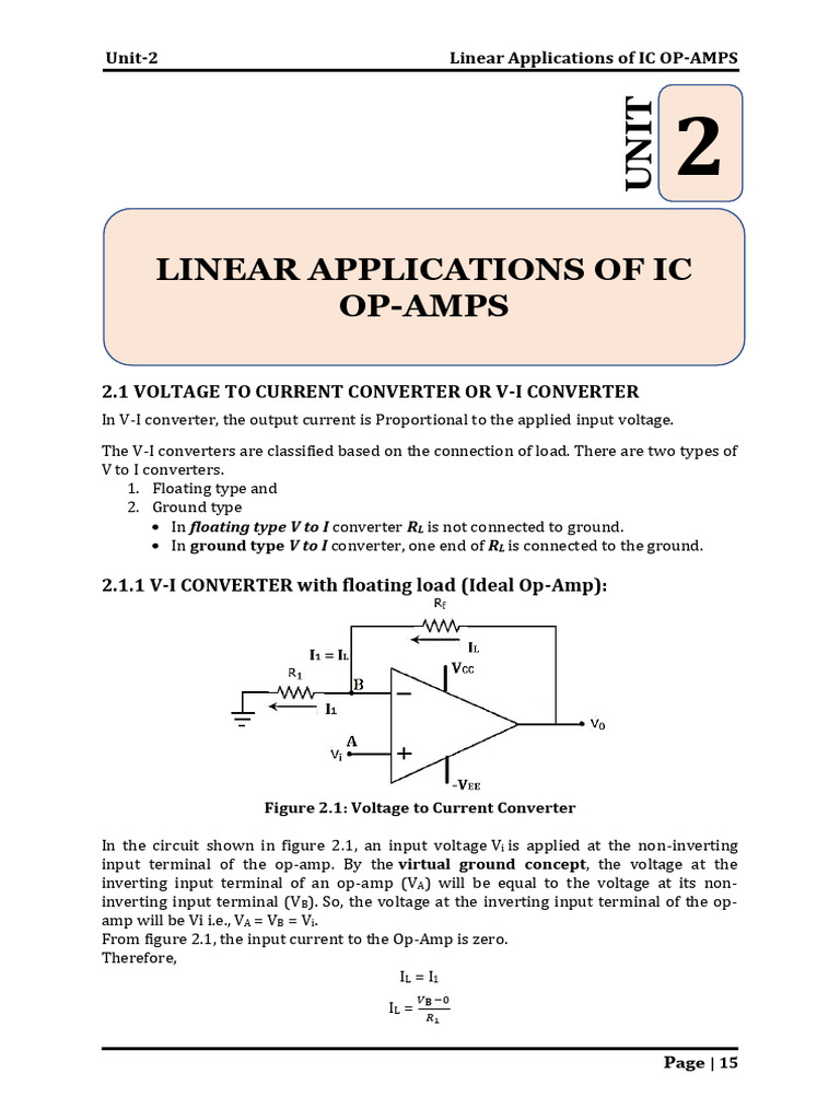Unit-2 LINEAR APPLICATIONS OF IC OP-AMPS (Ficgure and Figure No Updated ...
