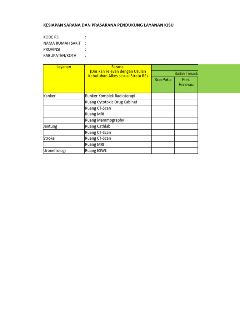 Format Kesiapan Sarpras Kjsu | PDF