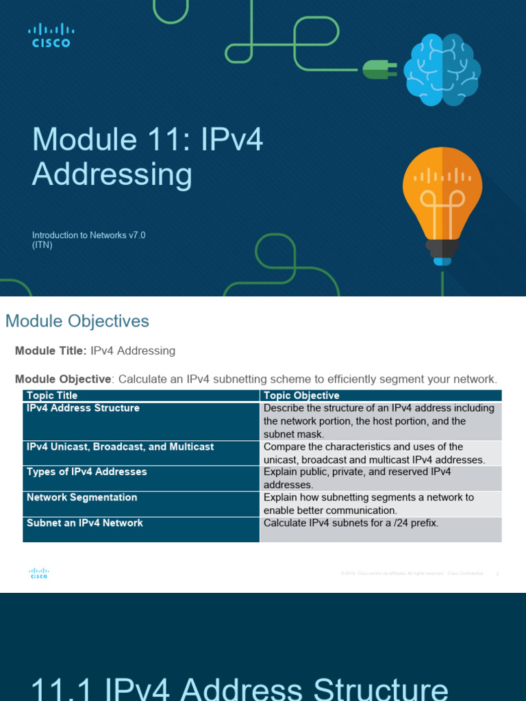 ITN - Module - 11 - IPv4 (STD) | PDF | Ip Address | I Pv6