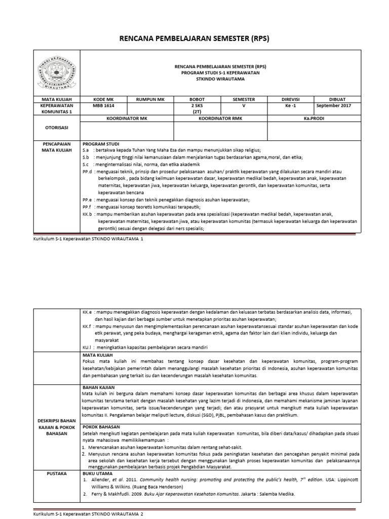 RPS Keperawatan Komunitas | PDF
