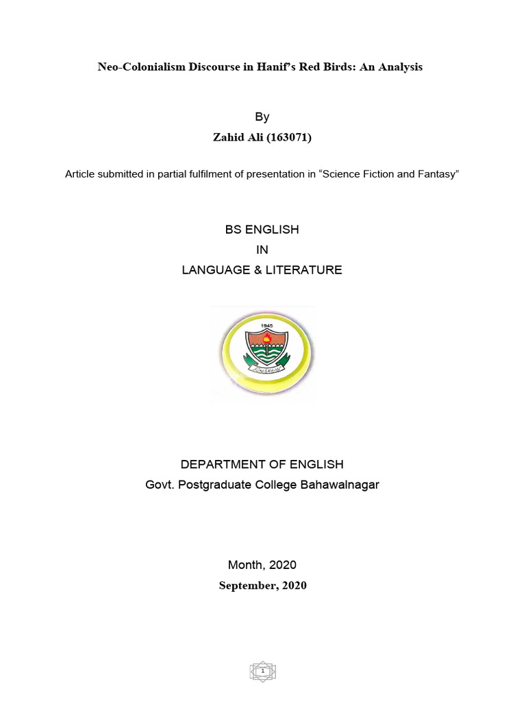 Neo-Colonialism Discourse in Hanif's Red Birds | PDF | Imperialism ...