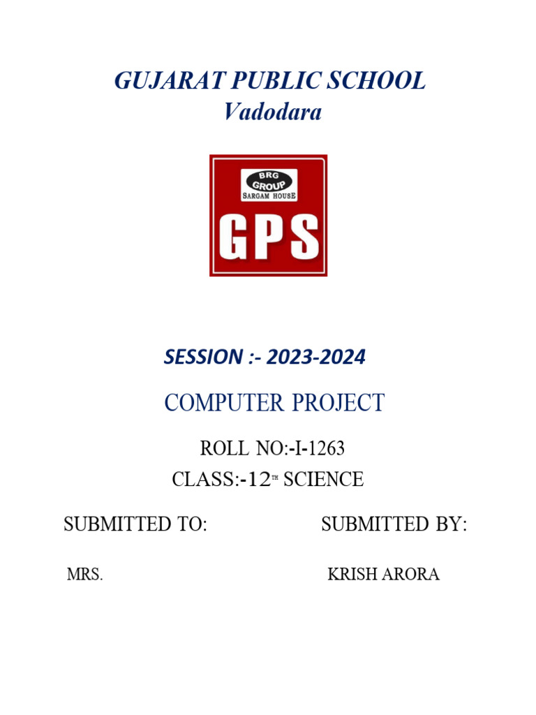 Computer Project 12 | PDF | Databases | My Sql