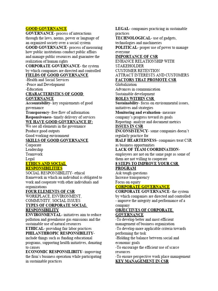Prelim Good Gov | PDF | Corporate Social Responsibility | Governance