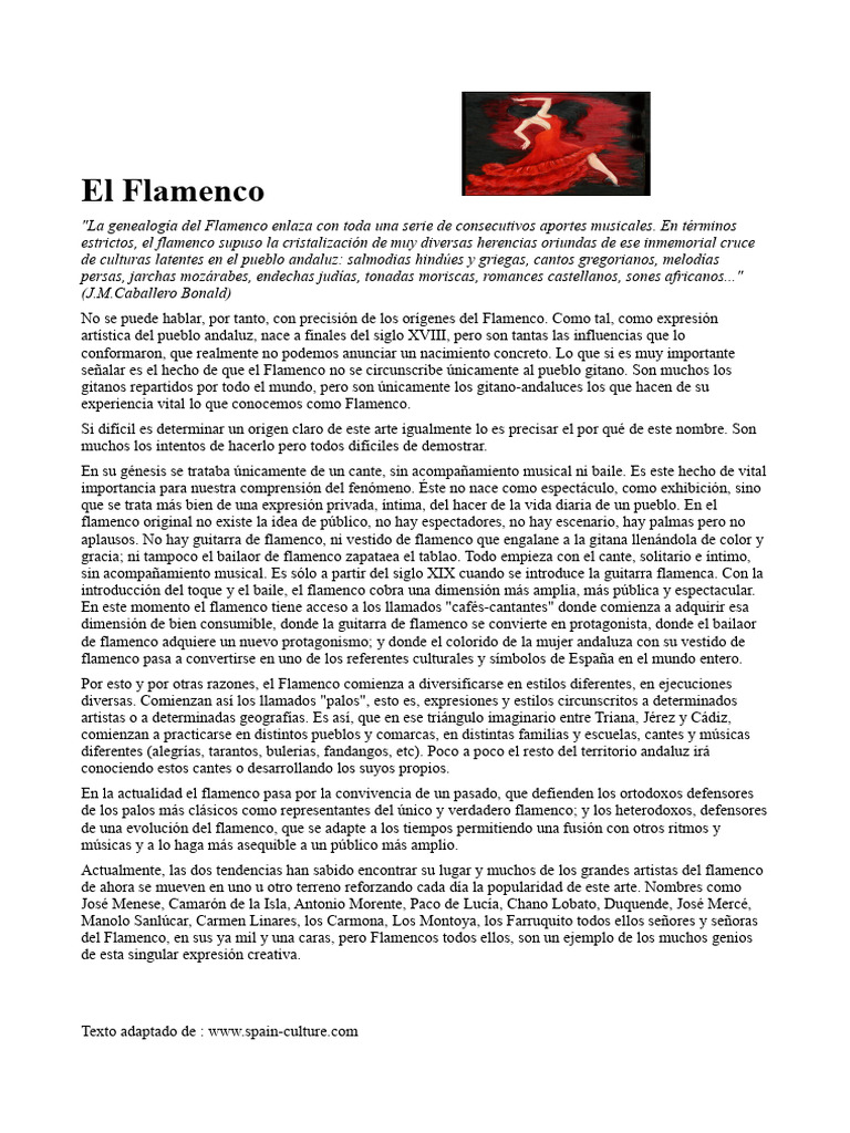 El Flamenco | PDF | Estilos de música españoles