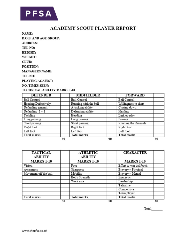 Academy Player Report | PDF