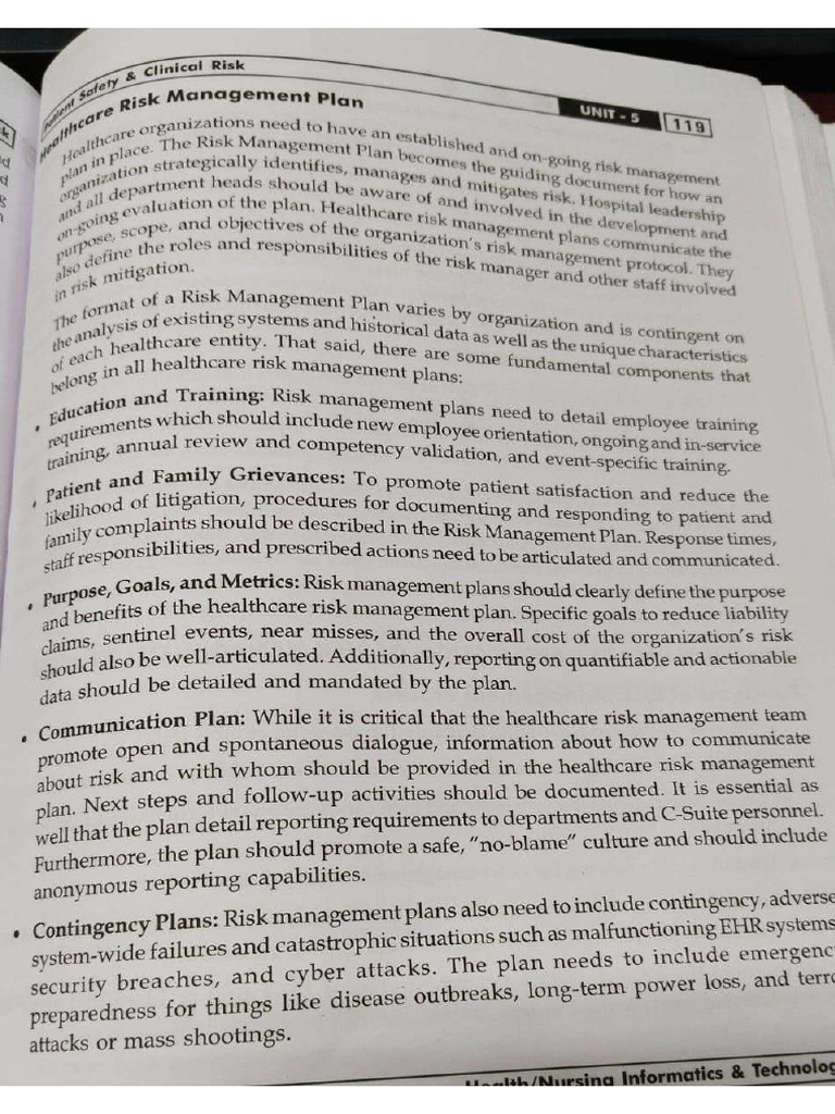 Healthcare Risk Management Plan | PDF