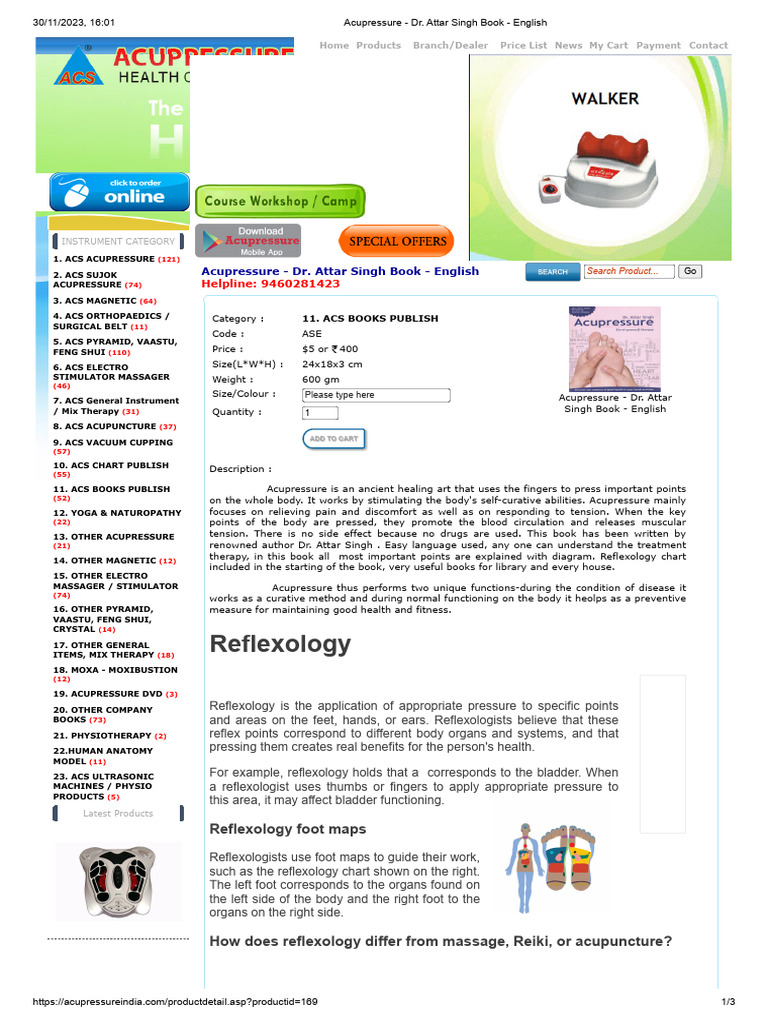 Acupressure - Dr. Attar Singh Book - English | PDF | Reflexology | Acupressure