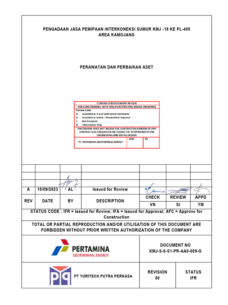 KMJ-S-6-S1-PR-AA0-009-G Prosedur Perawatan Dan Perbaikan Aset | PDF