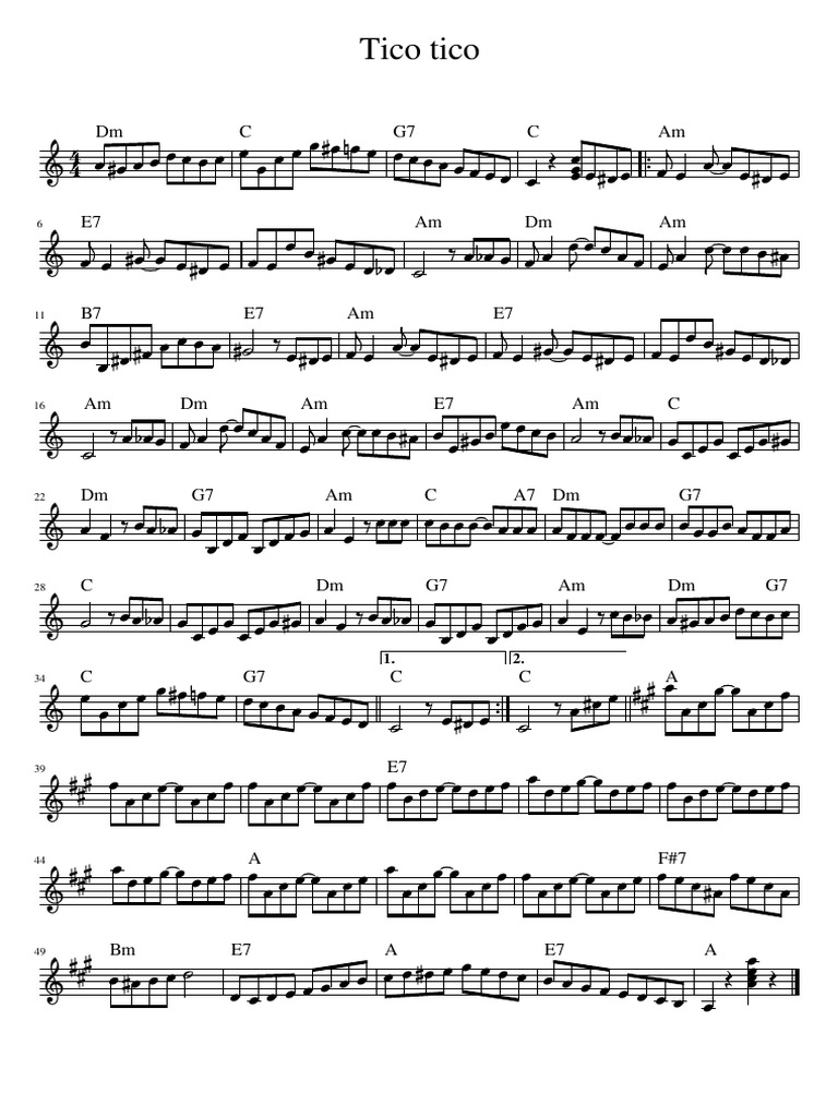 Tico Tico Musical Notation Guide | PDF