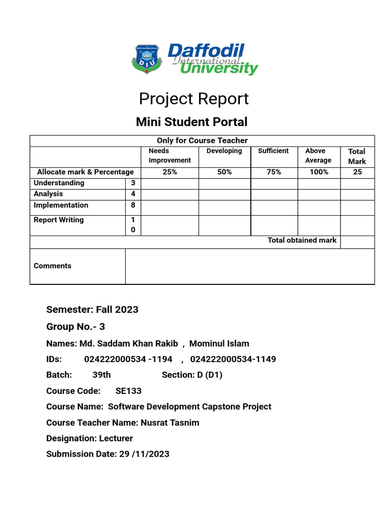 Grp-3 Project Report - 1149+1194 | PDF | Software Testing | Usability Grp-3 Project Report - 1149+1194 | PDF | Software Testing | Usability
