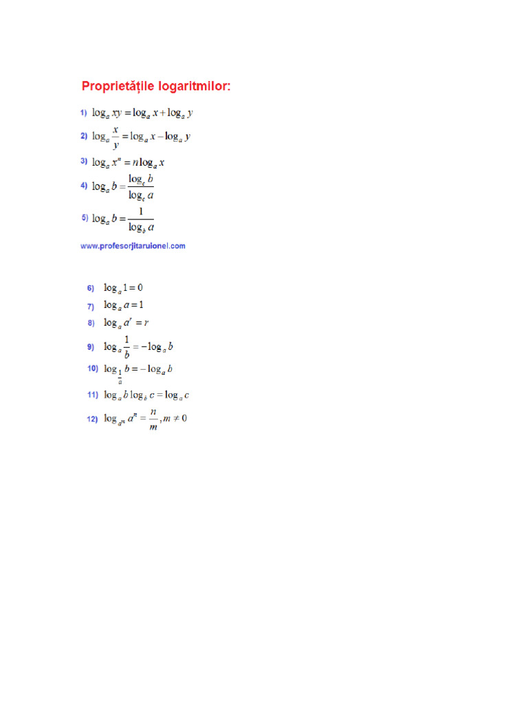 Exercitii Cu Logaritmi | PDF