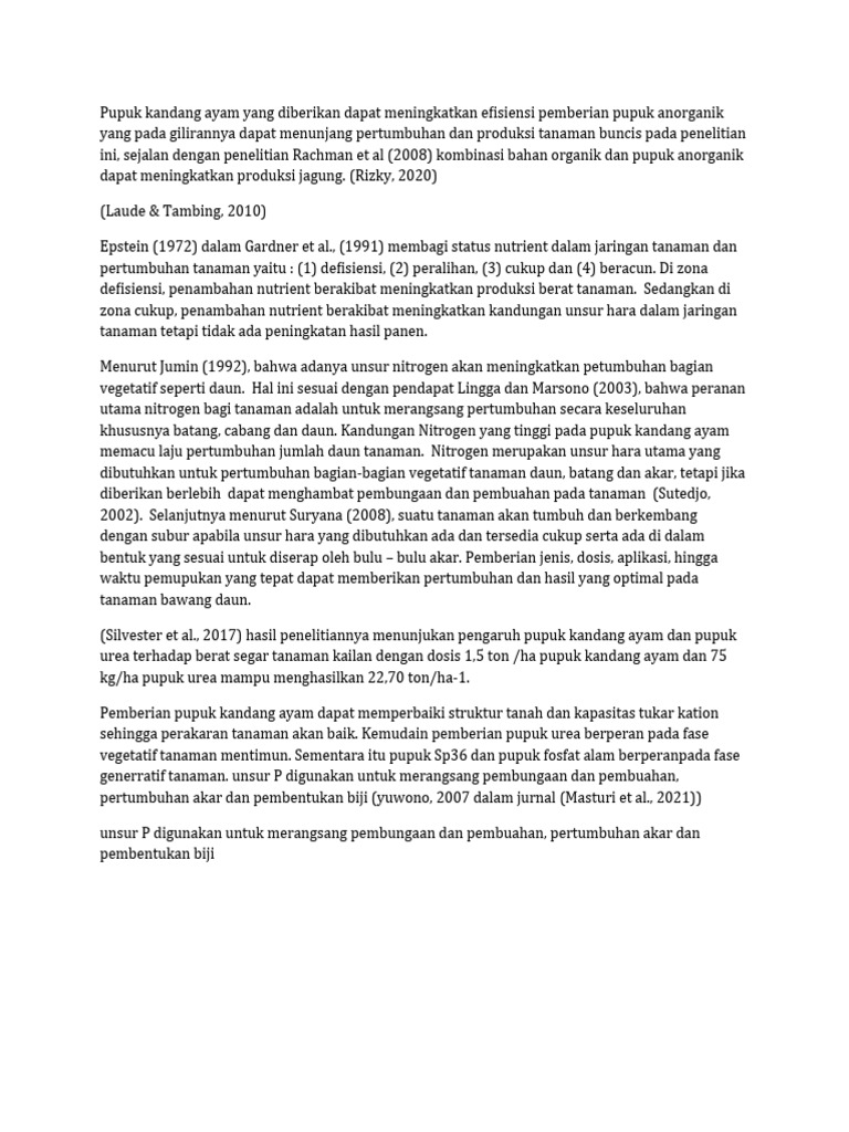 Pupuk Kandang Ayam Yang Diberikan Dapat Meningkatkan Efisiensi Pemberian Pupuk Anorganik Yang ...