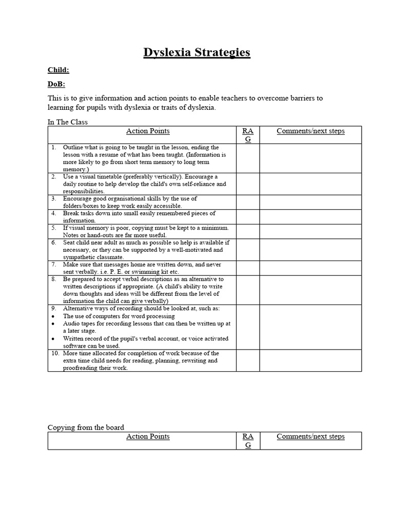 Dyslexia Checklist | PDF | Dyslexia | Cognition