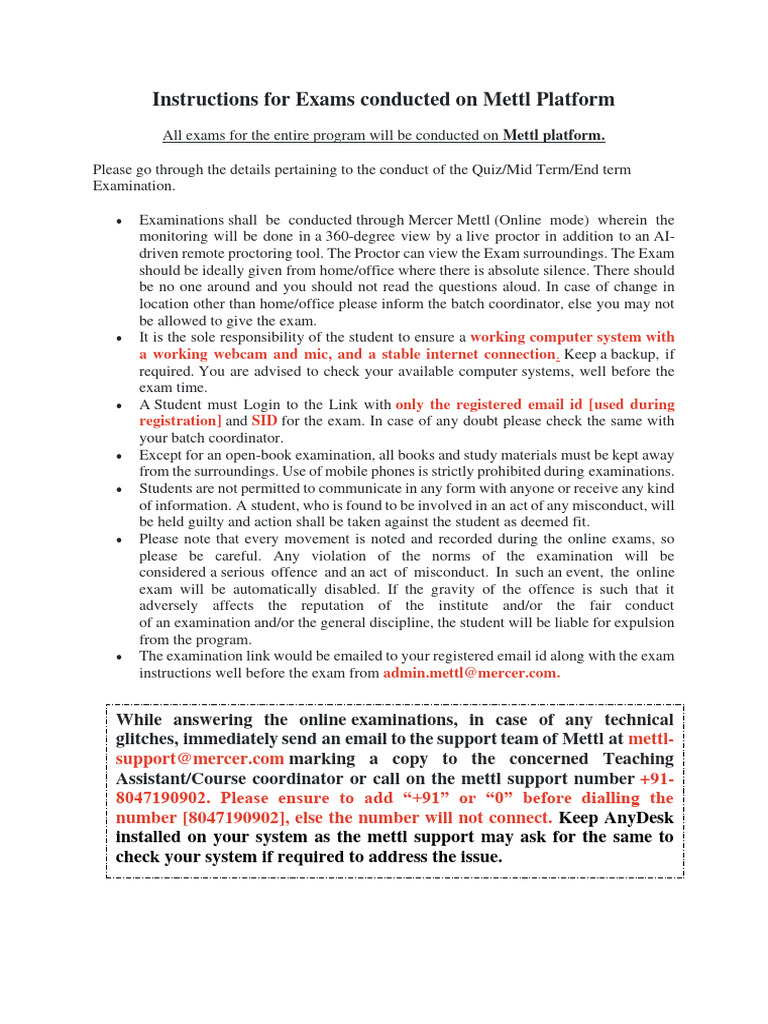 Instructions For Mettl Platform | PDF | Computing