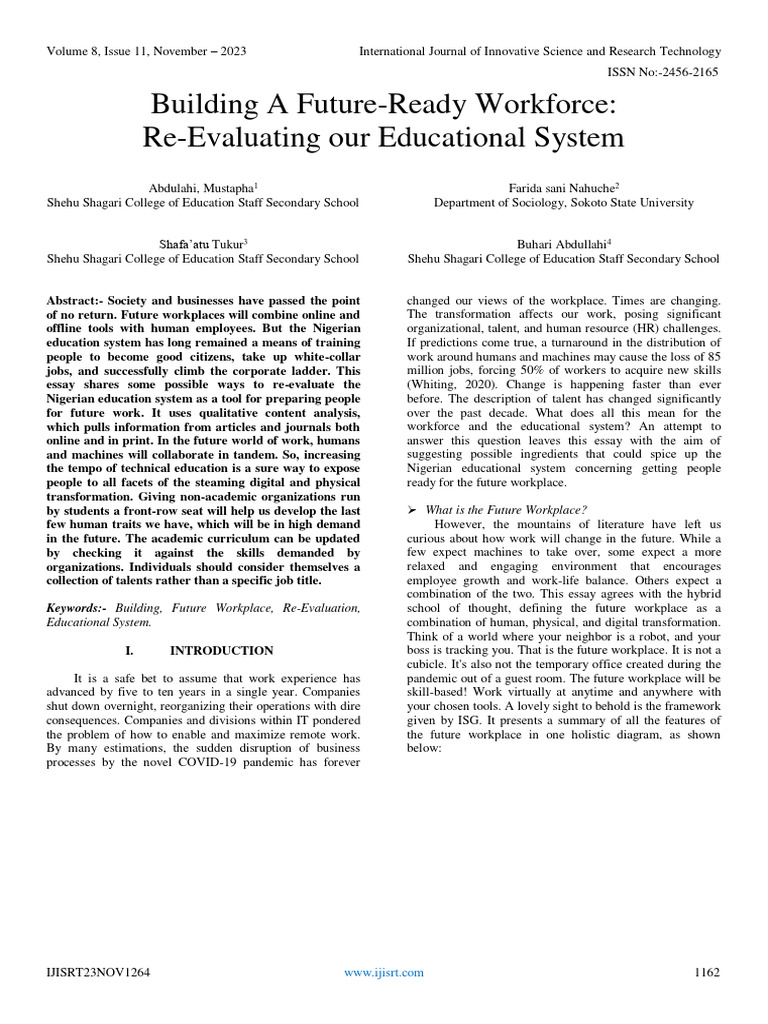 Building A Future-Ready Workforce: Re-Evaluating Our Educational System ...